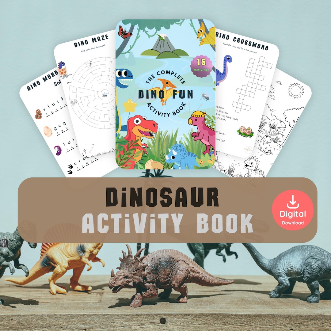Dinosaur Activity Pack: Printable Kids Games & Coloring Pages (PDF ...