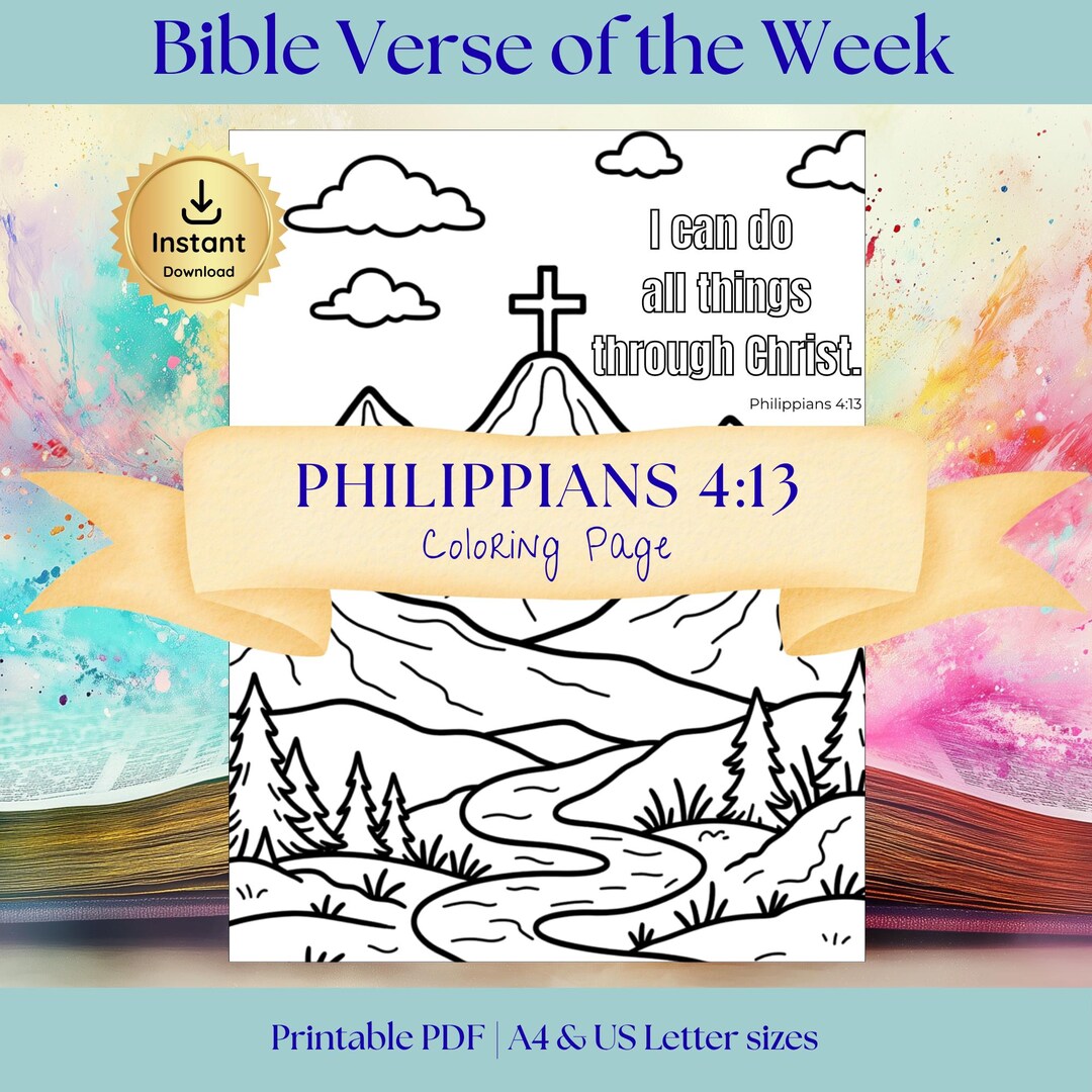 Philippians 4:13 Bible Verse Coloring Page for Kids, Scripture Activity ...