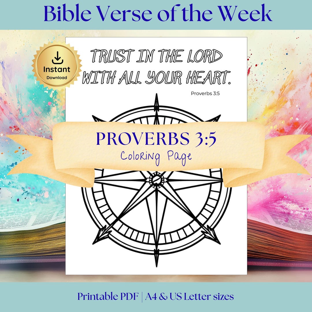 Proverbs 3:5 Bible Verse Coloring Page for Kids, Scripture Activity ...
