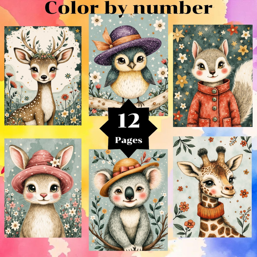 Color by Number, 12 Pages and 24 Colors, for Adults, Printable, 8.5 X ...