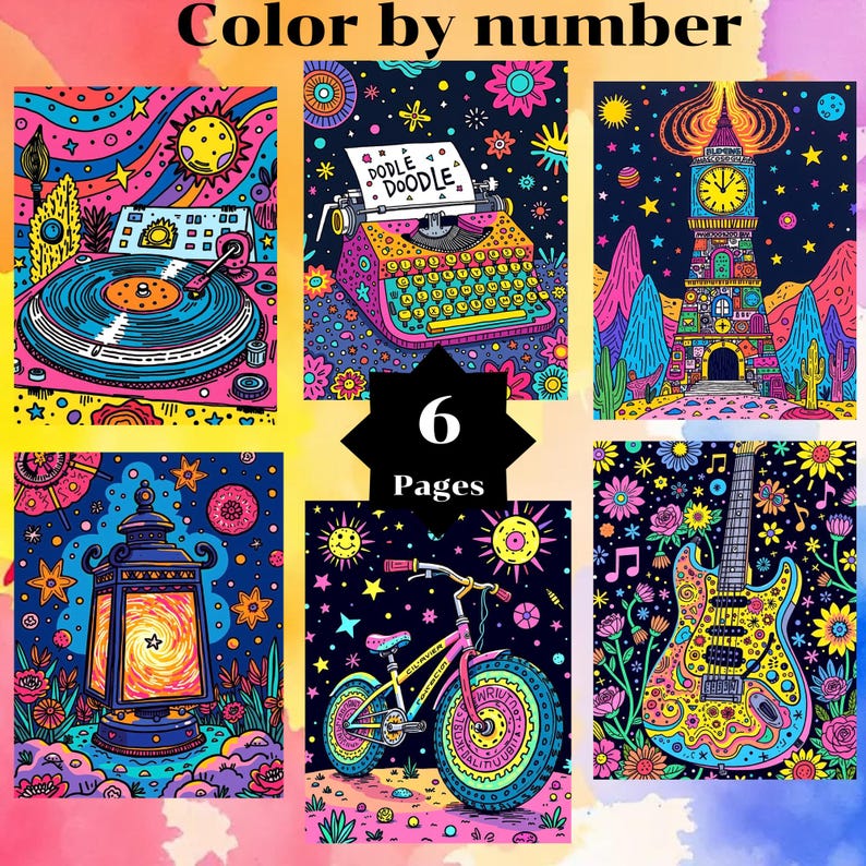 Color by Number, 6 Pages, for Adults, Printable, 8.5 X 11 Inches, PNG ...