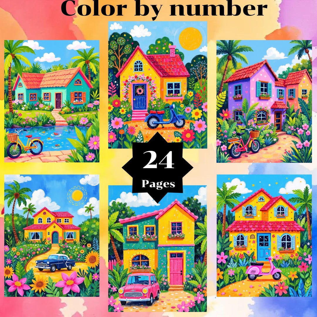 Color by Number, 24 Pages and Colors, for Adults, Printable, 8.5 X 11 ...