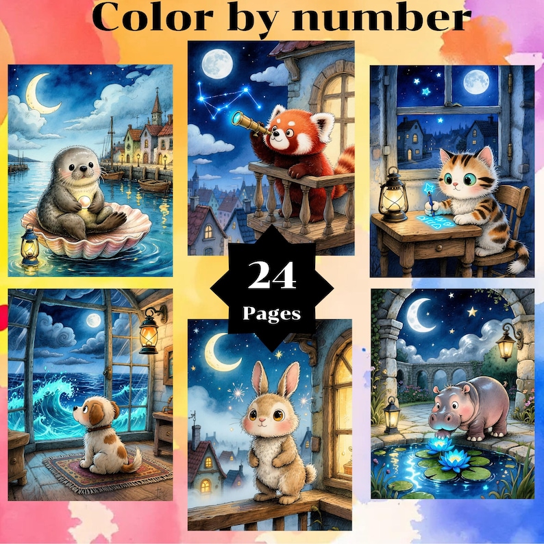 Color by Number, 24 Pages and Colors, for Adults, Printable, 8.5 X 11 ...