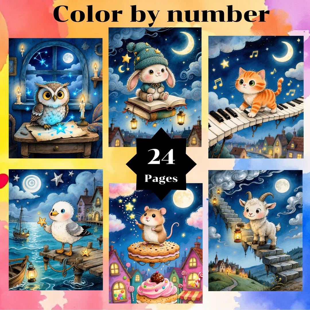 Color by Number, 24 Pages and Colors, for Adults, Printable, 8.5 X 11 ...