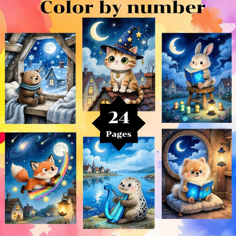 Color by Number, 24 Pages and Colors, for Adults, Printable, 8.5 X 11 ...