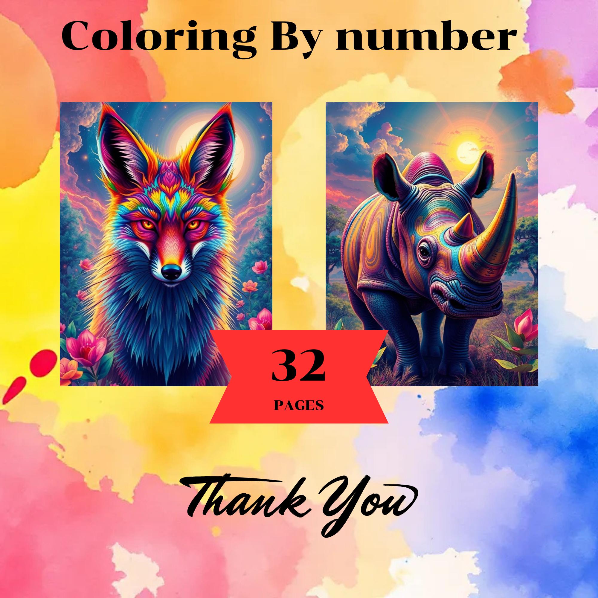Coloring by Number, 32 Pages, Animal, for Adults, Printable, 8.5 X 11 ...
