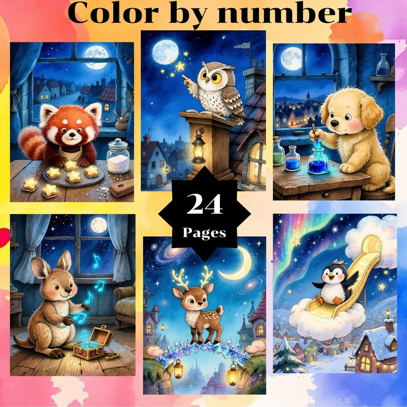 Color by Number, 24 Pages and Colors, for Adults, Printable, 8.5 X 11 ...
