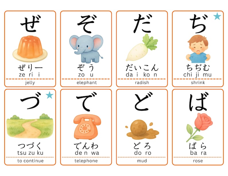 Kawaii Hiragana Flashcards for Kids 104 Printable Watercolor Japanese ...