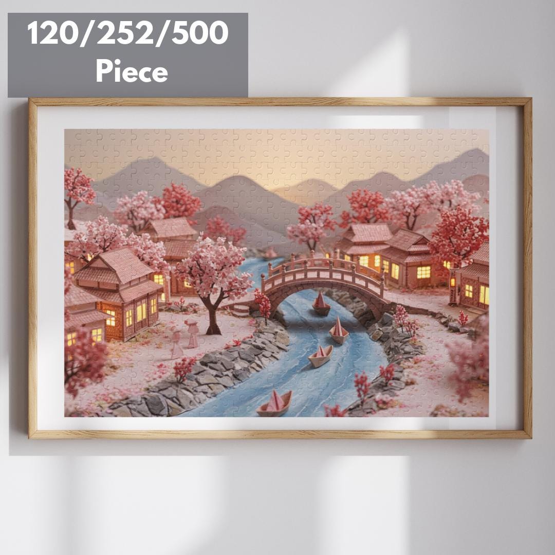 Origami River Village | Dreamy Japanese Landscape Puzzle (120, 252, 500 ...