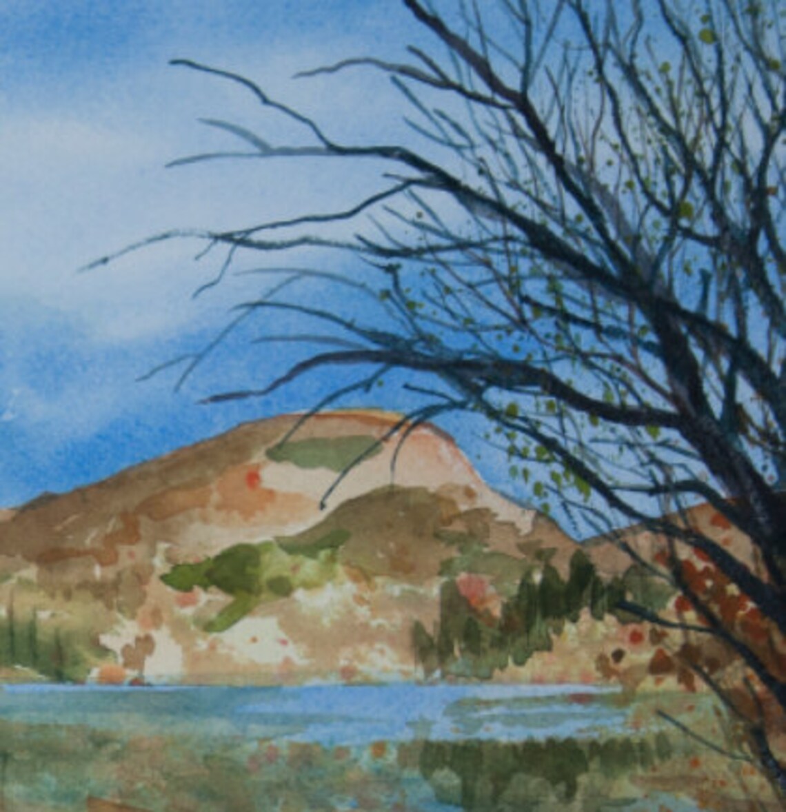 Loch Lubnaig, Watercolor Print,scotland, Reflections, Trees, Hills ...