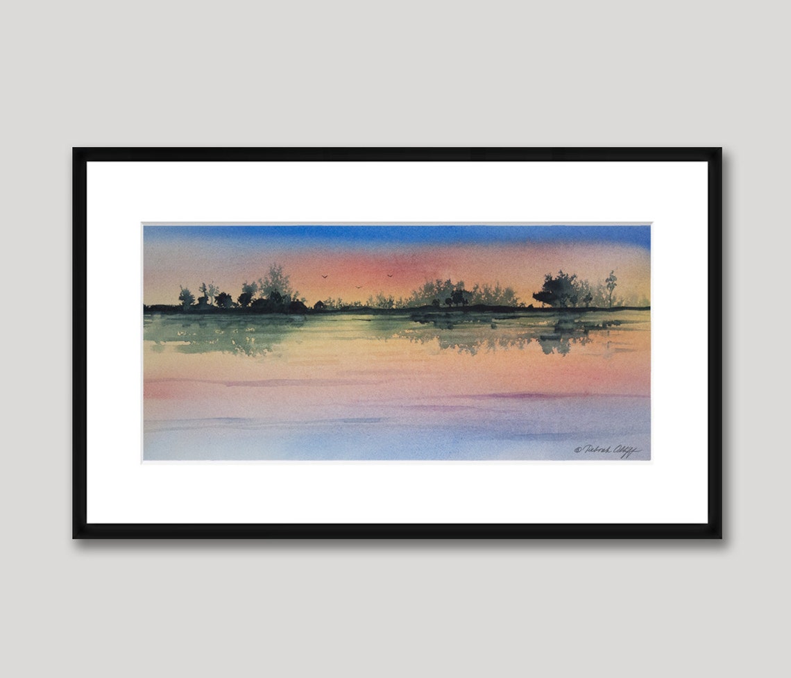 Along the River Watercolor Print Peaceful River - Etsy