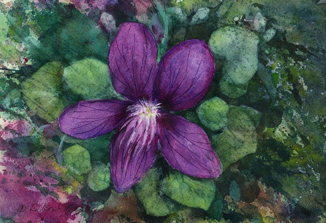 New Jersey Violet, Watercolor Original, State Flower, Purple - Etsy