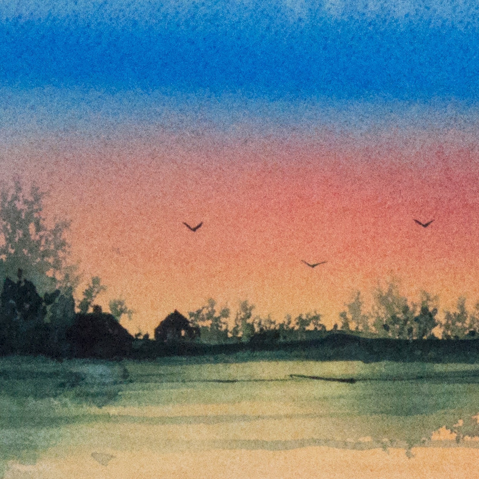 Along the River Watercolor Print Peaceful River - Etsy