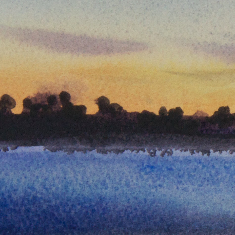Mission Bay Sunset, Acuarela Pintura Original, Cielo, San Diego ...