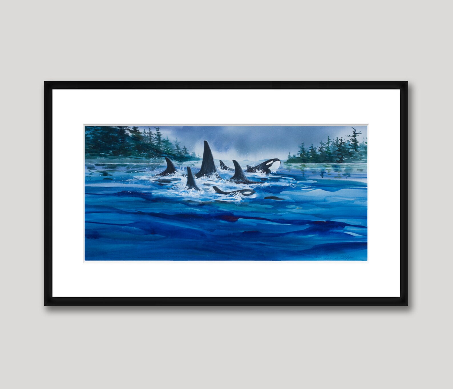 Joyful Pod Orca Watercolor Print Killer Whales Ocean - Etsy