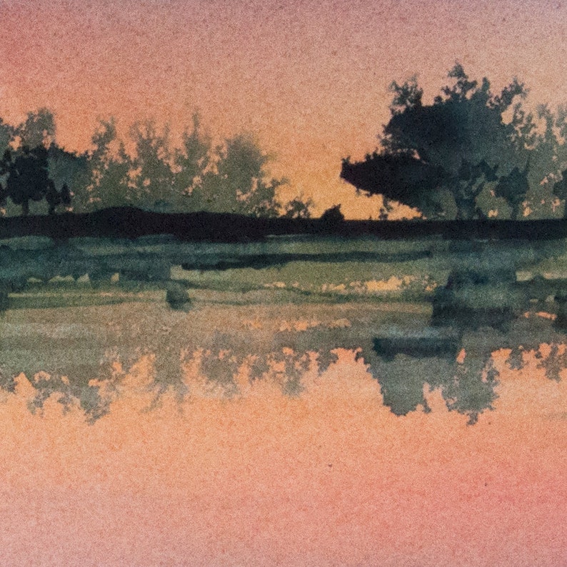 Along the River Watercolor Print Peaceful River - Etsy