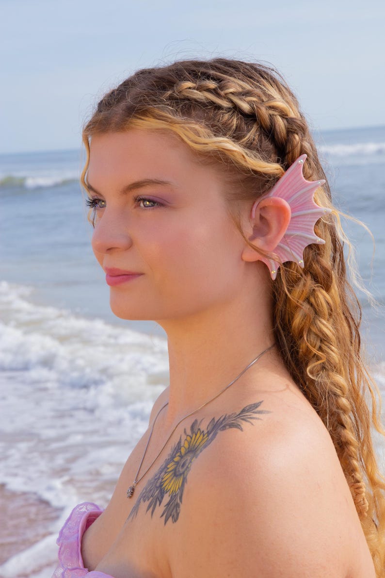 Mermaid Ear Cuffs: Crystal Fin,fantasy Jewelry (set of 2), No Piercing ...