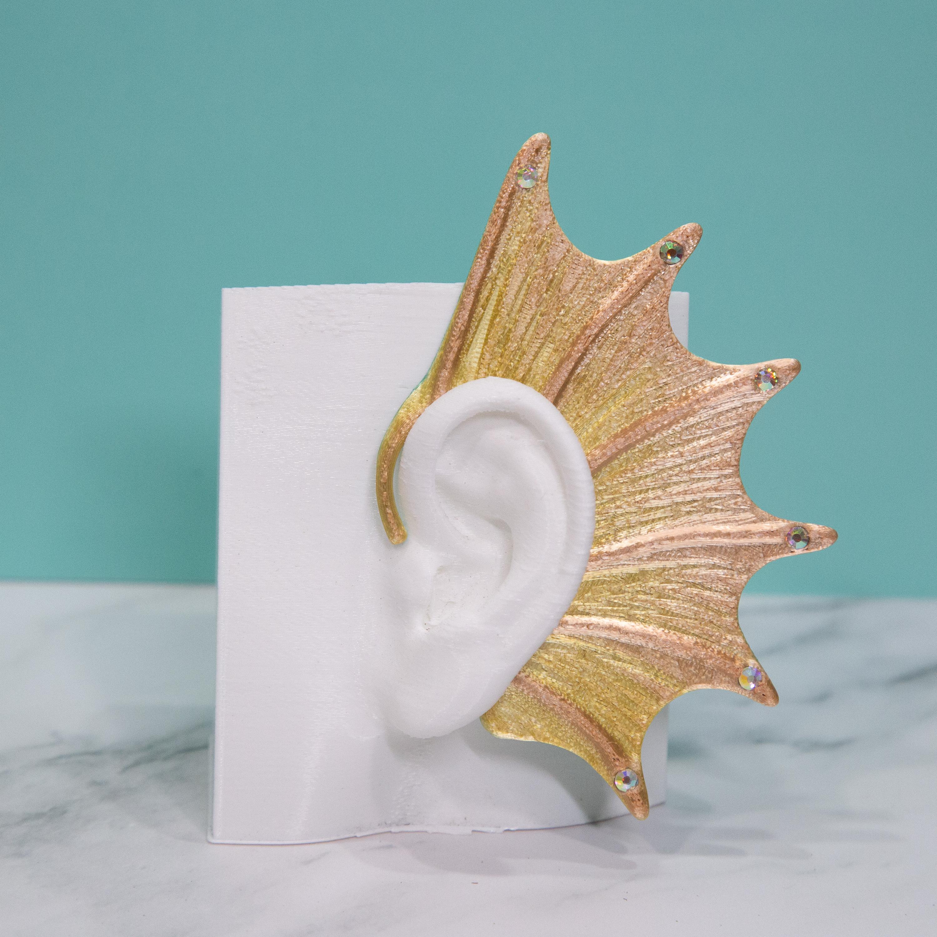 Mermaid Ear Cuffs: Crystal Fin,fantasy Jewelry (set of 2), No Piercing ...