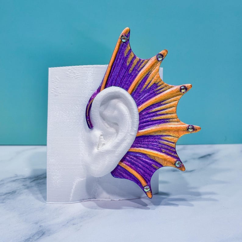 Mermaid Ear Cuffs: Crystal Fin,fantasy Jewelry (set of 2), No Piercing ...