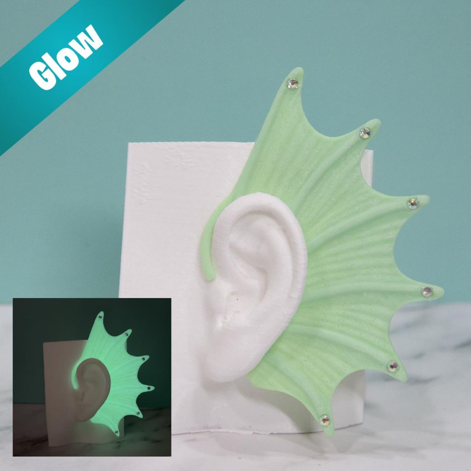 Mermaid Ear Cuffs: Crystal Fin,fantasy Jewelry (set of 2), No Piercing ...