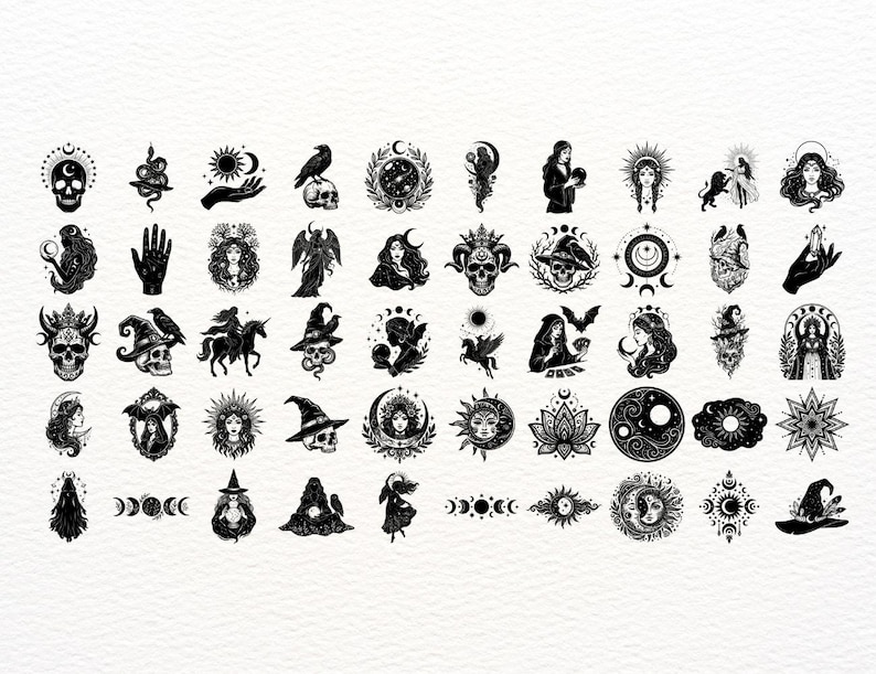 200 Mystical Clipart SVG Bundle | Gothic Celestial Witchy Elements ...
