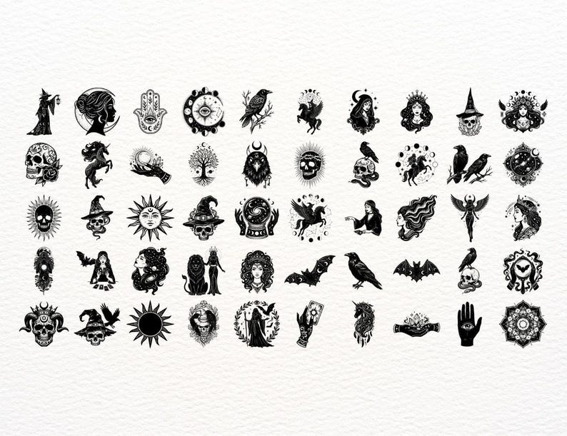 200 Mystical Clipart SVG Bundle | Gothic Celestial Witchy Elements ...