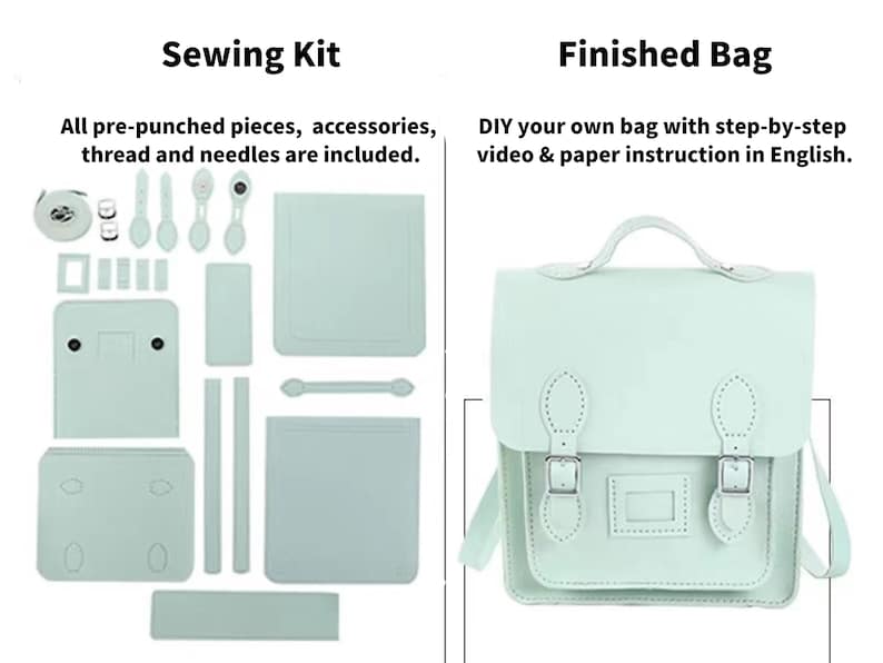 DIY Backpack Purse Bag Satchel Sewing Making Kit Pattern Wallet PU ...