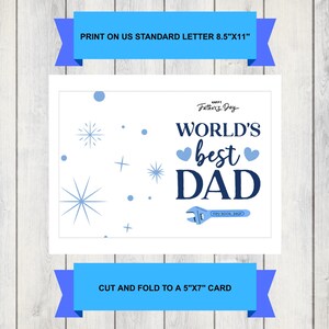 World's Best Dad Card, Father's Day, Wrench Design (digital Download ...