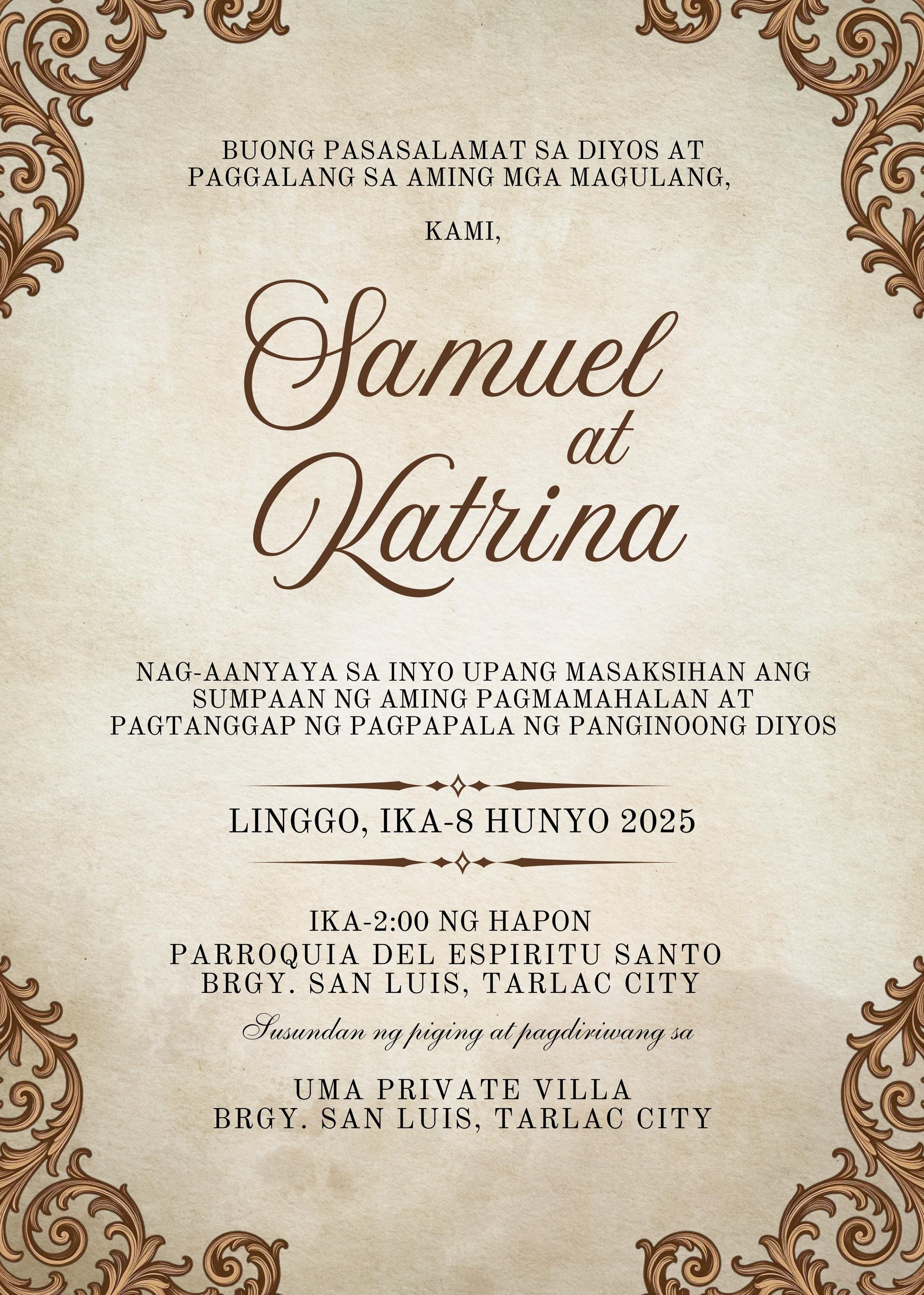 DIY Filipiniana Tagalog Wedding Invitation Template, DIY Filipino ...