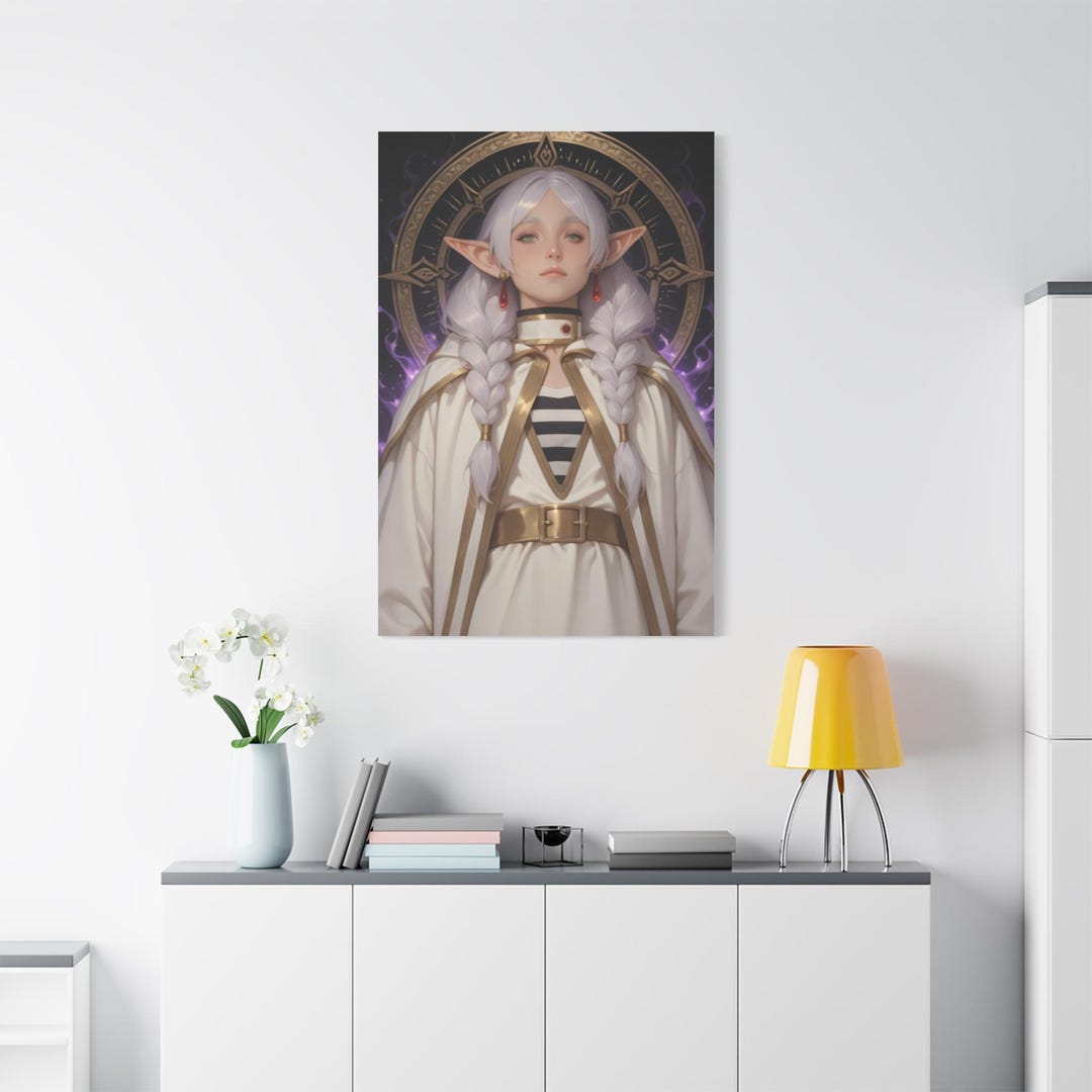 Canvas Wall Art, Realistic Frieren Fantasy Elf Mage Portrait, Anime ...