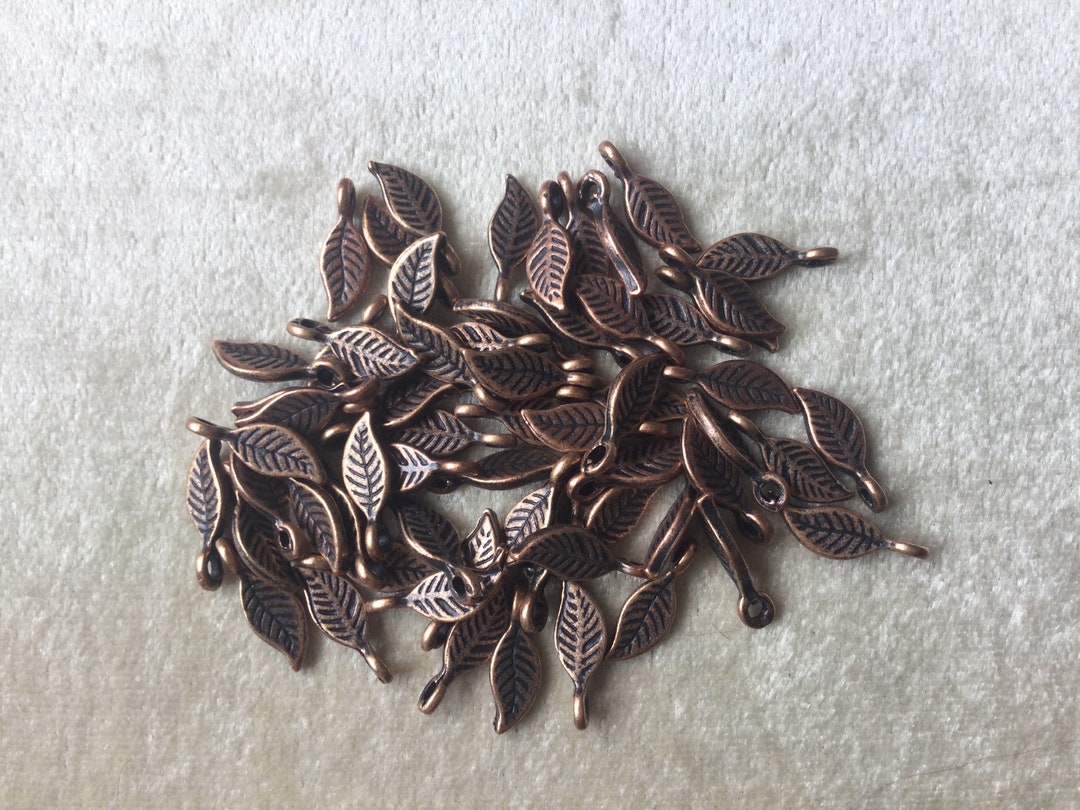 10 or 20 Pk Tiny Copper Leaf Charms, Nature Foliage Charm, Red Copper ...