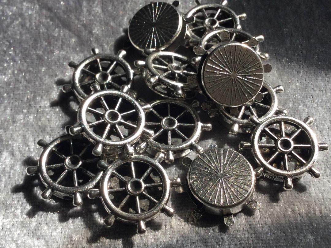 Set of 20 Silver Ships Wheel Slide Charms, Silver Tone Alloy Helm ...