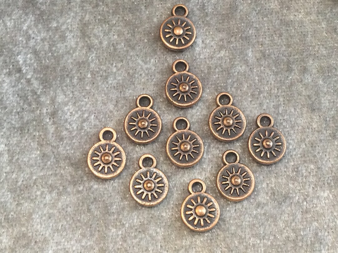 10 or 20 Pk Tiny Copper Sun Charms, Celestial Star Charm, Red Copper ...