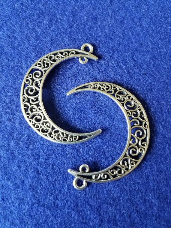 2 3 or 10 Silver Filigree Moon Pendants Space Celestial | Etsy