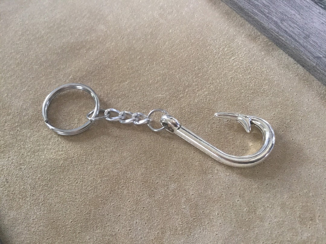 Fishhook Keychain, Fishing Pendant, Nautical, Metal Pendant Keychain ...