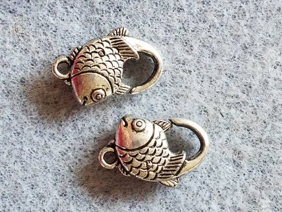 2 Fish Lobster clasps 20mm x 12mm silver tone zinc alloy | Etsy