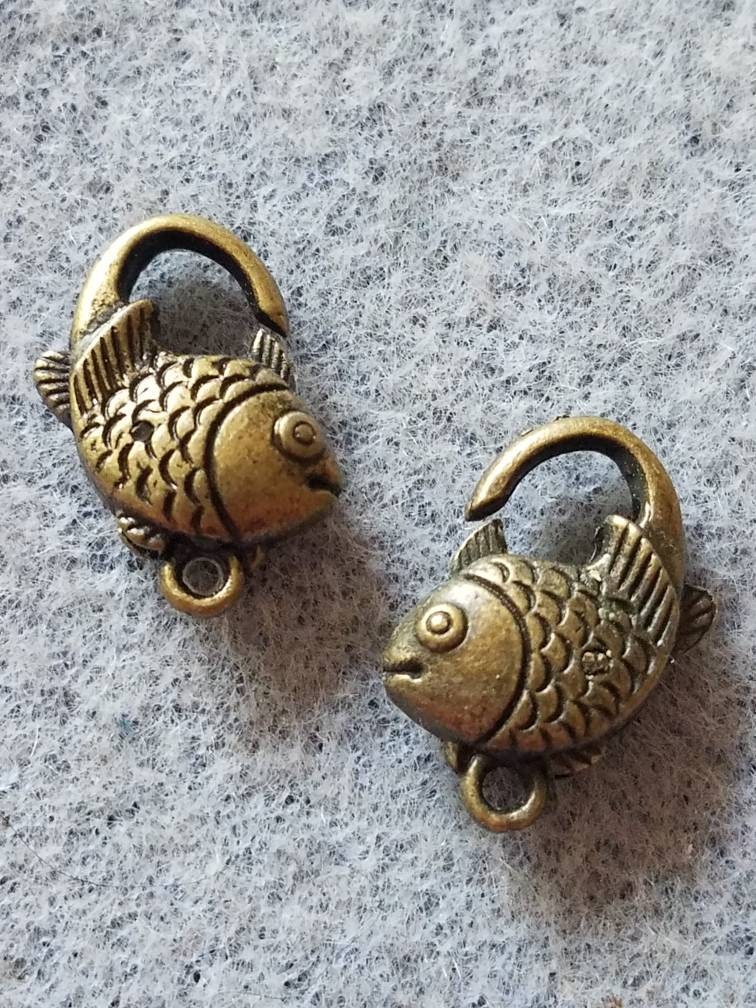 2 Fish Lobster clasps 20mm x 12mm silver tone zinc alloy | Etsy