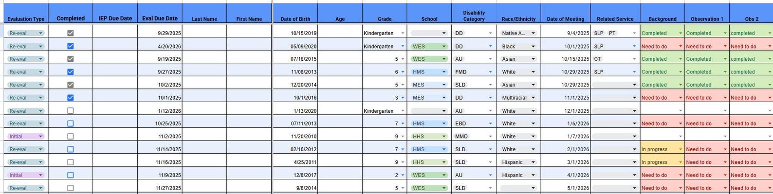 School Psychologist's Ultimate Evaluation Caseload Tracker - Etsy