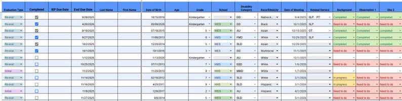 School Psychologist's Ultimate Evaluation Caseload Tracker - Etsy