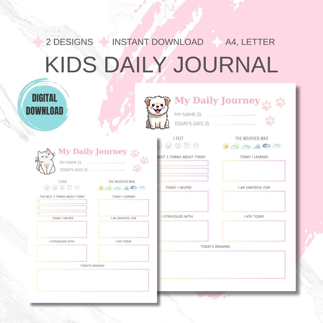 Kids Daily Journal Printable | Journal for Kids | Diary for Children ...