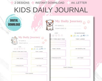 Kids Daily Jounal Printable | Journal for Kids | Dairy for Children ...