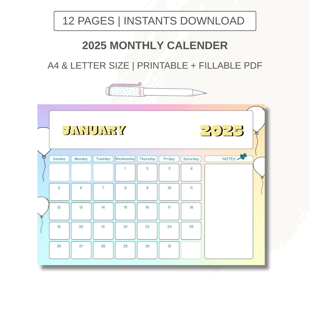 2025 Personalized Monthly Calendar | A4 & Letter Size | Sticker ...