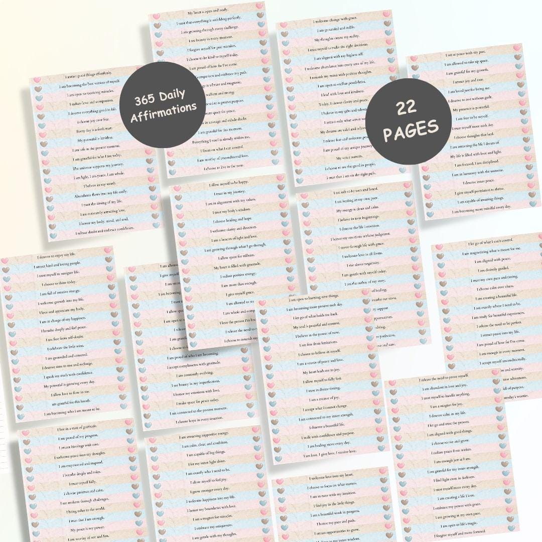 Daily Affirmations Printable: Self-care Motivation Jar Cards (PDF ...