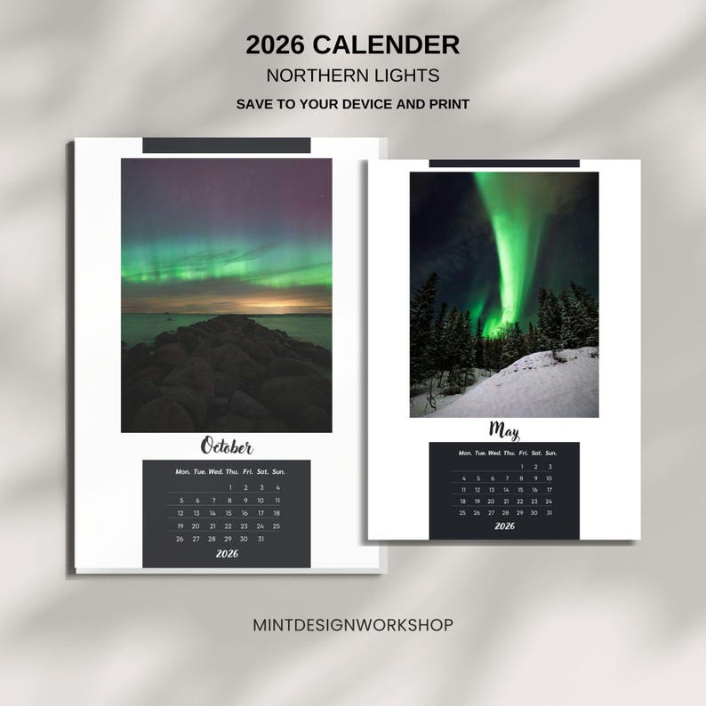 2026 Aurora Borealis Calendar | Northern Lights Wall Calendar | A4, US ...