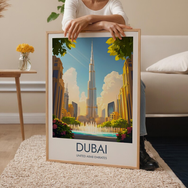 Dubai Poster, Travel Poster, Dubai Print, Dubai Illustration, Dubai ...