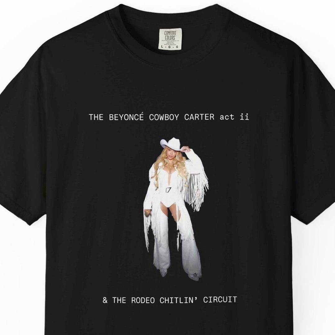 Yoncé All White Cowboy Carter Tour Tee | Rodeo Chitlin' Concert Merch | YAYA Music Lyric Fan ...