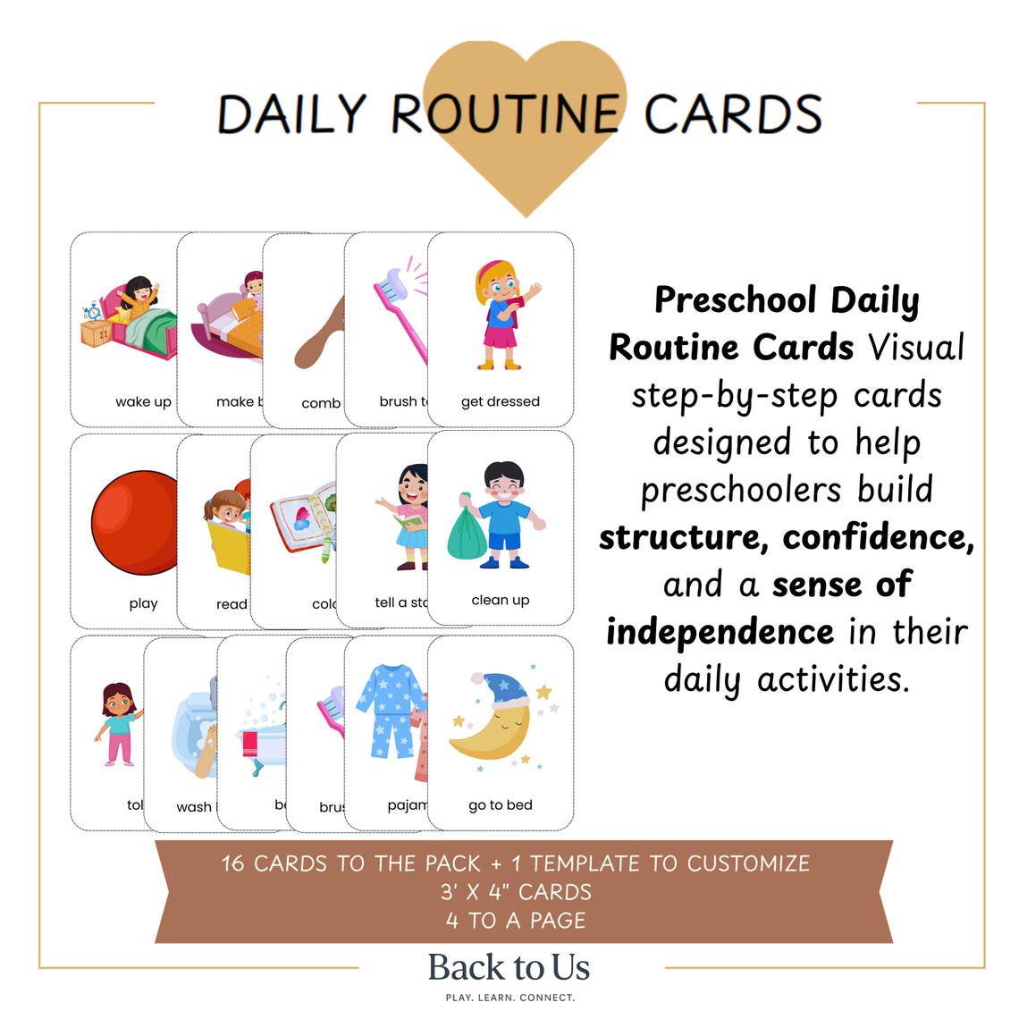Preschool Daily Routine Cards Printable | Visual Schedule for Toddlers ...