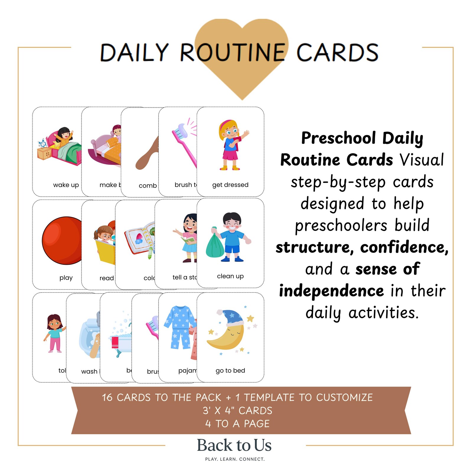 Preschool Daily Routine Cards Printable | Visual Schedule for Toddlers ...