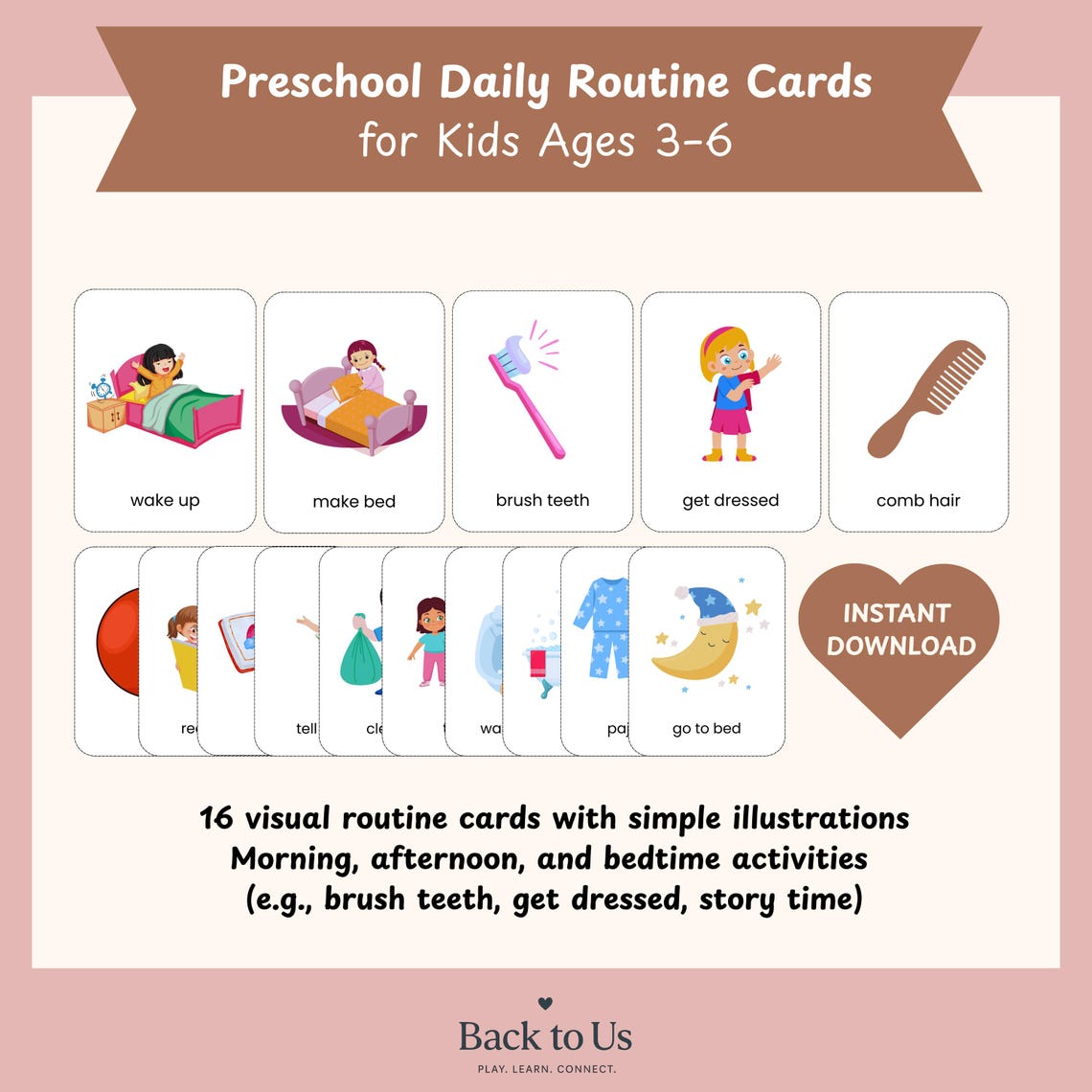 Preschool Daily Routine Cards Printable | Visual Schedule for Toddlers ...