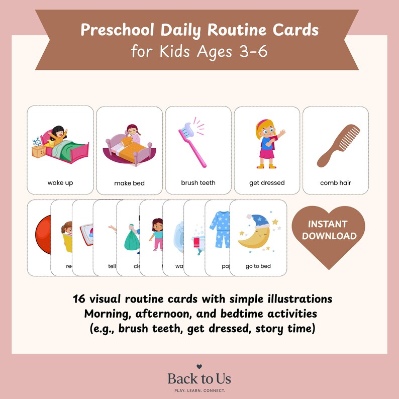 Preschool Daily Routine Cards Printable | Visual Schedule for Toddlers ...